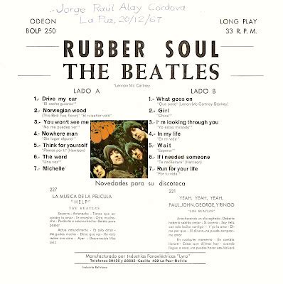 Musicoteca Alay The Beatles Rubber Soul 1965 Lp