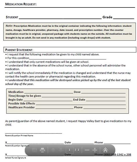 Medication Request Form Short Term Happy Valley School East Campus