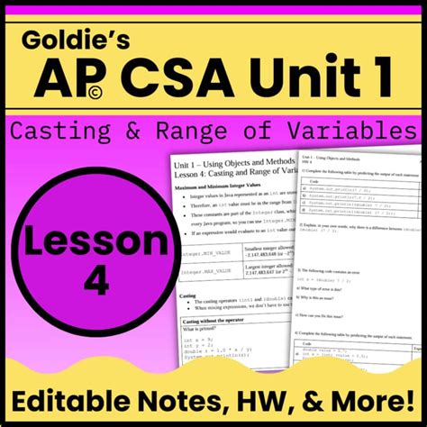 Casting And Range Of Variables Unit 1 Lesson 4 Goldies Ap® Csa Curriculum