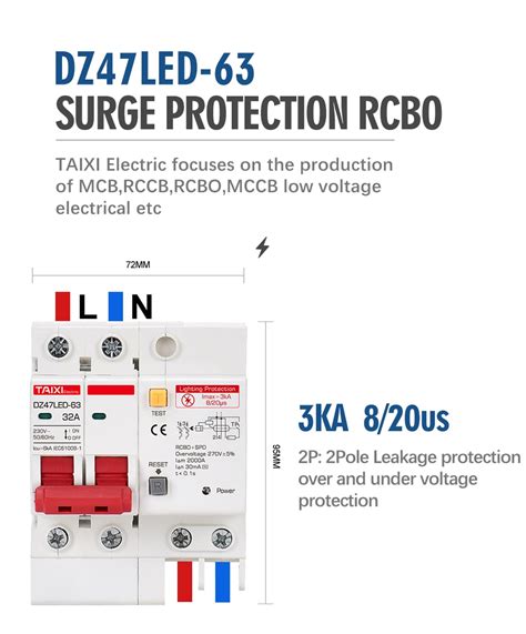 SPD Residual Current Circuit Breaker With Overload RCD RCBO RCCB With Lightning Protection MCB