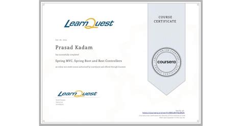 Completion Certificate For Spring Mvc Spring Boot And Rest Controllers