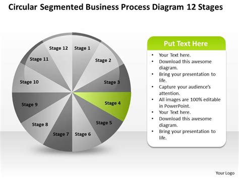 Business Process Flow Chart Segmented Diagram 12 Stages Powerpoint