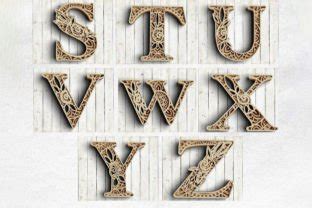 A Z Layered Floral Alphabet SVG DXF Bundle Graphic By Rishasart