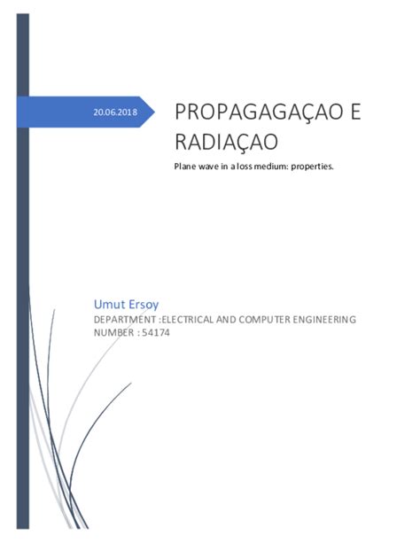 Pdf Plane Waves In Lossy Media