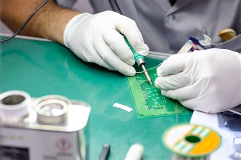 사무실 책상에 전자 회로 기판을 용접 납땜을 사용하는 기술자 남성 건강관리와 의술에 대한 스톡 사진 및 기타 이미지 건강관리와 의술 고무 공장 산업 건물 Istock