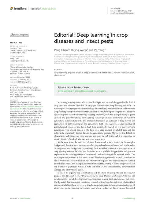 pdf editorial deep learning in crop diseases and insect pests