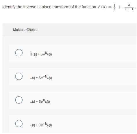 solved identify the inverse laplace transform of the