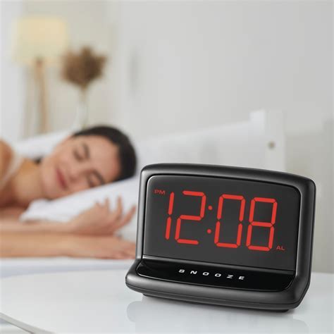 Mainstays Black Electric Digital Deep Sleep Alarm Clock With Large 1 4” Led Display Model