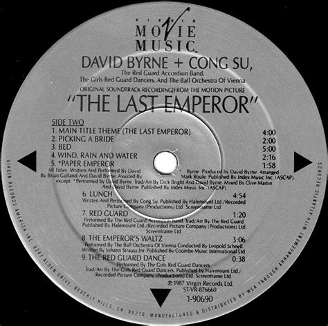 Ryuichi Sakamoto David Byrne And Cong Su The Last Emperor Original