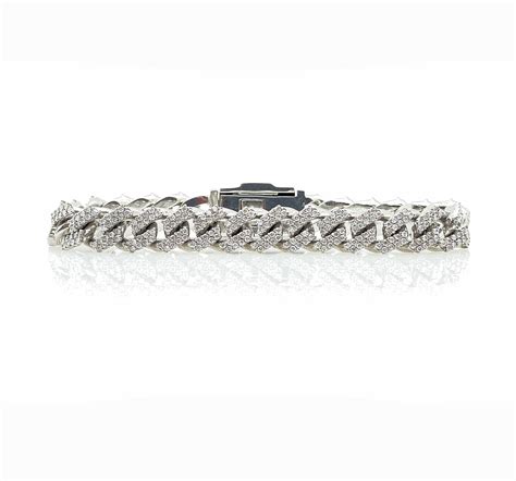 Lot 14k White Gold 675cttw Diamond Cuban Link Bracelet