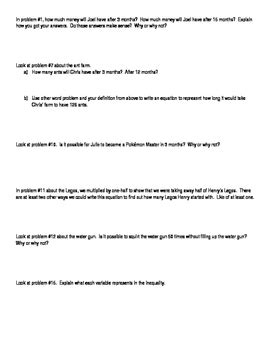 Creating Equations Matching Activity By Jessica Schewe TPT