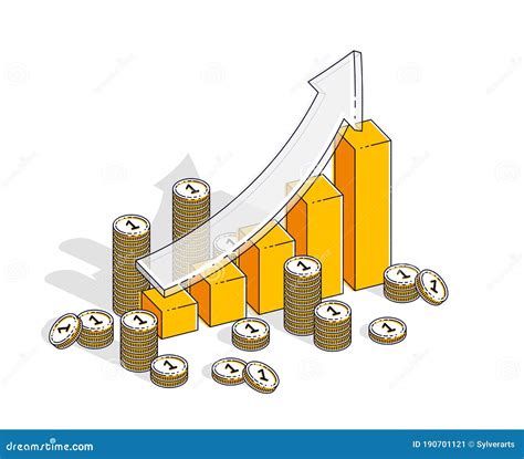 Success And Income Increase Concept Growth Chart Stats Bar With Cash Money Stack Isolated On