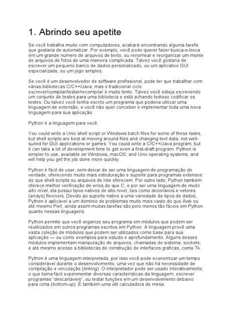 Documentação Python 310 Pdf Python Linguagem De Programação