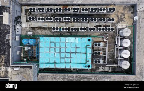 Aerial Top View Electric Substation Industry View From Above High