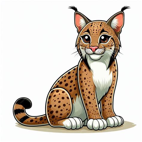 Cute Lynx Vector Cartoon Illustration White Background Premium Ai