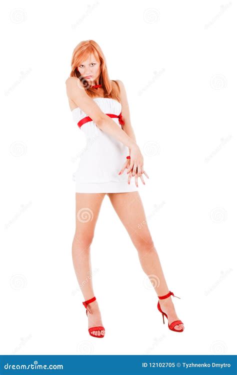 Beautiful Alluring Girl In White Dress Stock Image Image Of Confident