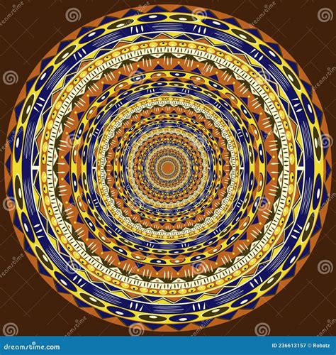 Adinkra Symbols Round Vector Illustration With Ancient Tribal Ethnic