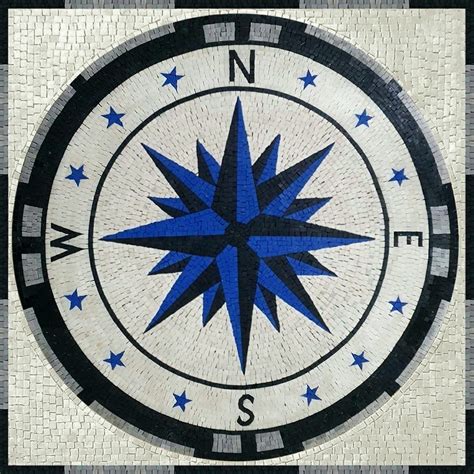 Compass Rose Nautical Marble Mosaic Tile Windrose Backsplash Tile Etsy