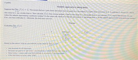 Solved Analytic Approach To Taking Limits Suppose That