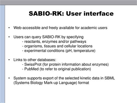 Ppt Sabio Rk Making Reaction Kinetics Data Accessible Martin Golebiewski Powerpoint