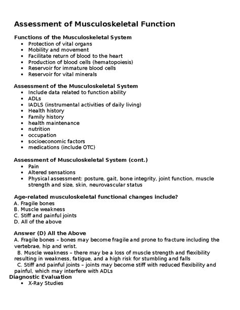 The Musculoskeletal System Structure And Function Nur