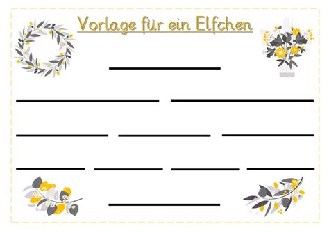 Vorlage Für Ein Elfchen Unterrichtsmaterial Im Fach Deutsch
