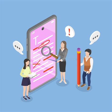 3D Isometric Flat Vector Illustration Of English Grammar Examination