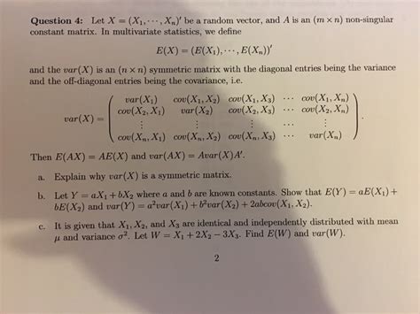 Solved Let X X X N Be A Random Vector And A Is Chegg