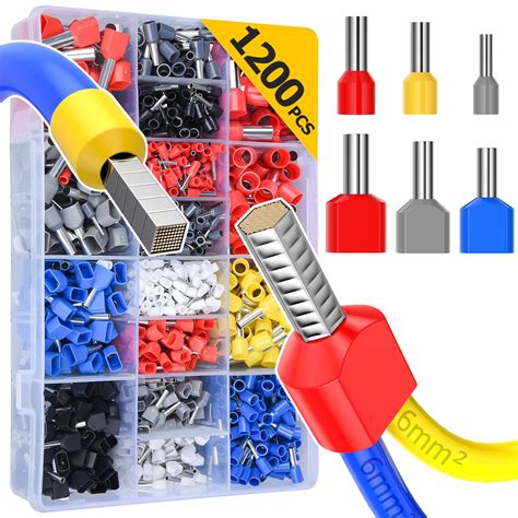 1200pcs Wire Ferrules Terminals Kit 900 Single Terminal