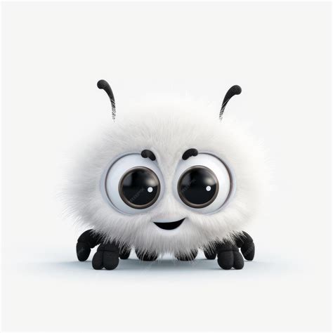 Premium Photo Funny White Bug Character Cute And Fluffy 3d Animation Icon