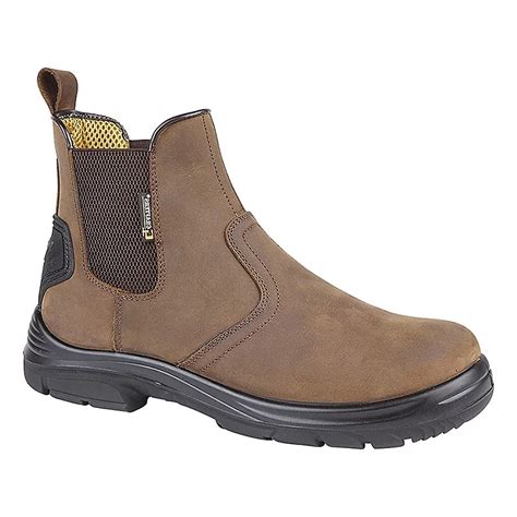 Grafters Mens Super Wide Eeee Fitting Pull On Safety Dealer Boots Dark