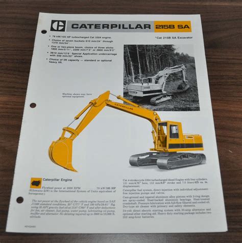 Caterpillar 215B SA Excavator Cat Specification Technical Data Brochure ...