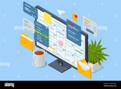 Isometric Business Project Management System Project Manager Updating