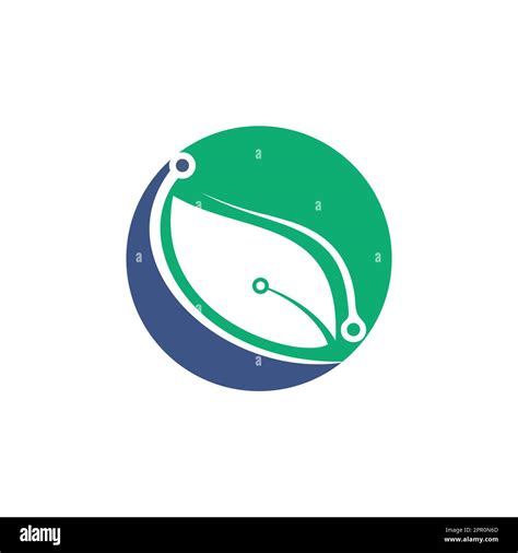 Green Leaf Technology Logo Design Circuit Leaf Vector Design Stock