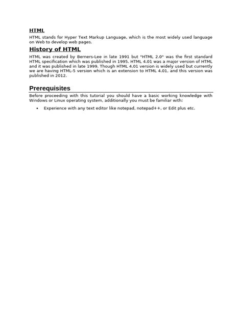 Htmlnotes Pdf Html Element Html