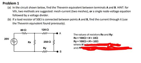 Problem 1 A In The Circuit Shown Below Find The Thevenin Equivalent