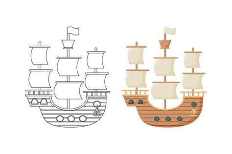 Pirate Ship Outline Vector Art Icons And Graphics For Free Download
