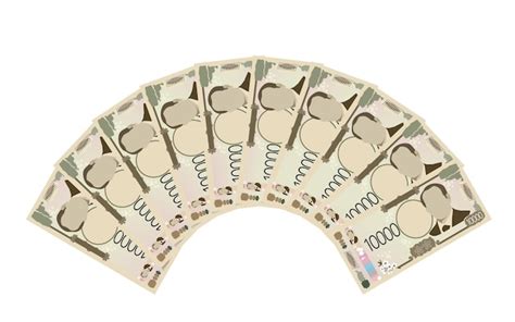 Premium Vector New 10000 Yen Bill For 100000 Yen Spread Out In A Fan