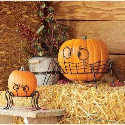 Plow Hearth Piece Spider Pumpkin Holder Set Wayfair Pumpkin Holders Outdoor Holiday