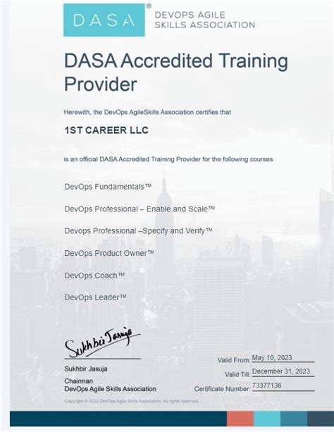 1st career llc is now appointed as authorized training provider of dasa