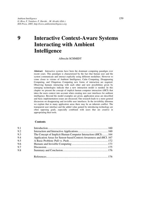 Pdf Interactive Context Aware Systems Interacting With Ambient