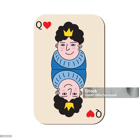 여왕 마음의 아가씨 카드 놀이 낙서 스타일로 그려진 손 크라운을 가진 여자 도박을위한 스타일화 플랫 만화 20 29세에 대한 스톡 벡터 아트 및 기타 이미지 Istock