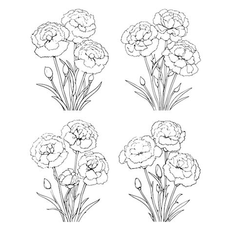 Página Para Colorir De Flores Para Crianças Vetores De Cores Preto E