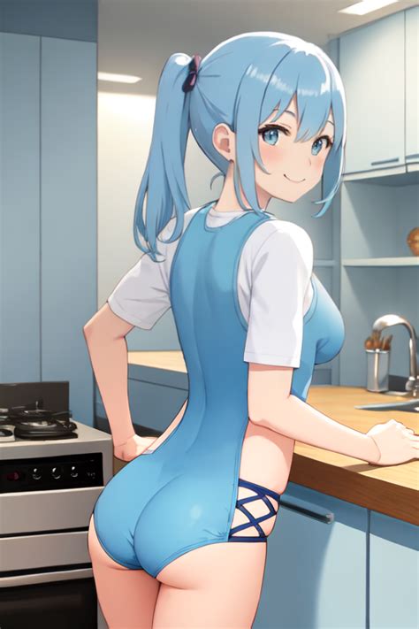 Rule 34 Ai Generated Anatomically Correct Ass Athletic Female Back View Blue Eyes Blue Hair