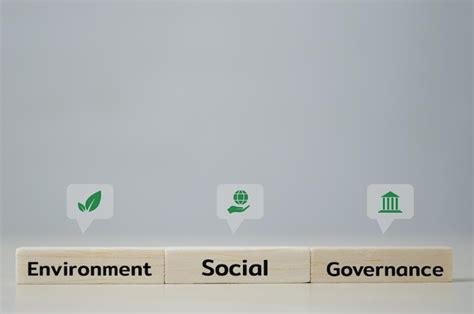 Premium Photo Wood Cube Block Esg Environmental Social And Governance