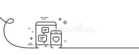 Social Media Messages Line Icon Mobile Devices Continuous Line With