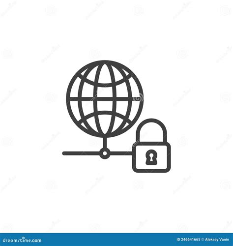 Global Network Security Line Icon Stock Vector Illustration Of Pictogram Safety 246641665