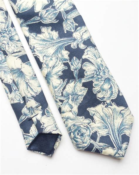 Floral Tie Navy Blue Skinny Tie Liberty Print Tie Mens Etsy