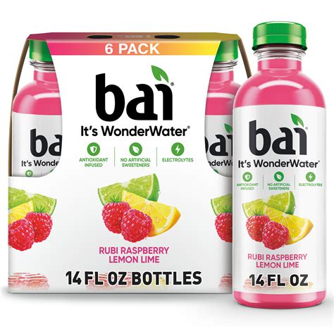 B A I Raspberry Lemon Lime Antioxidant Infused Water 14 Fl Oz Bottles 6 Pack