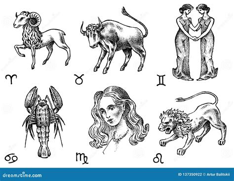 Zodiac Icons Astrology Horoscope With Signs Calendar Template